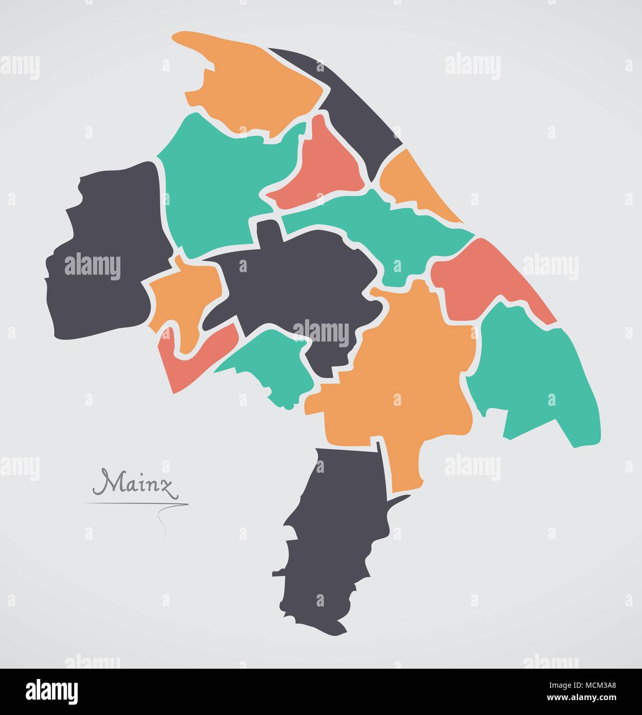 Mainz Map with boroughs and modern round shapes Stock Vector Image & Art - Alamy