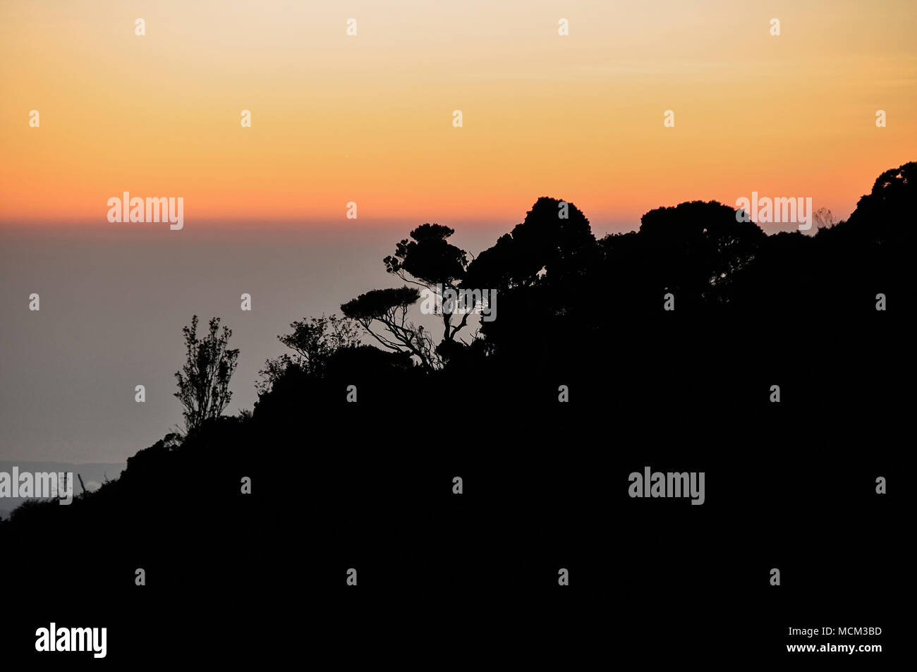 A sunset view from Laban Rata base camp on Mount Kinabalu, Sabah Stock ...