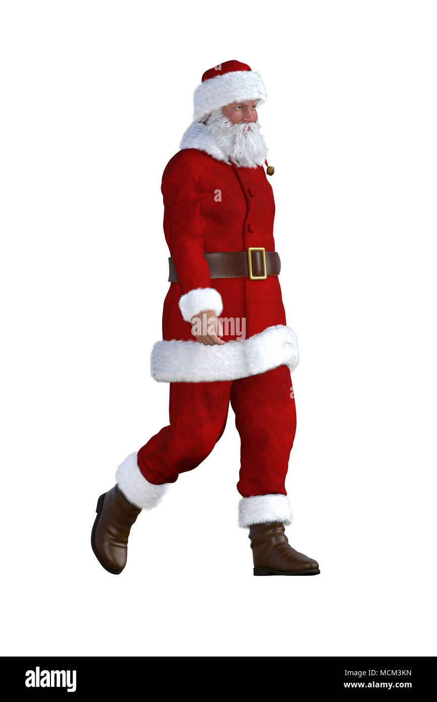Santa Clause in Red Suit isolated on white, 3d render Stock Photo - Alamy