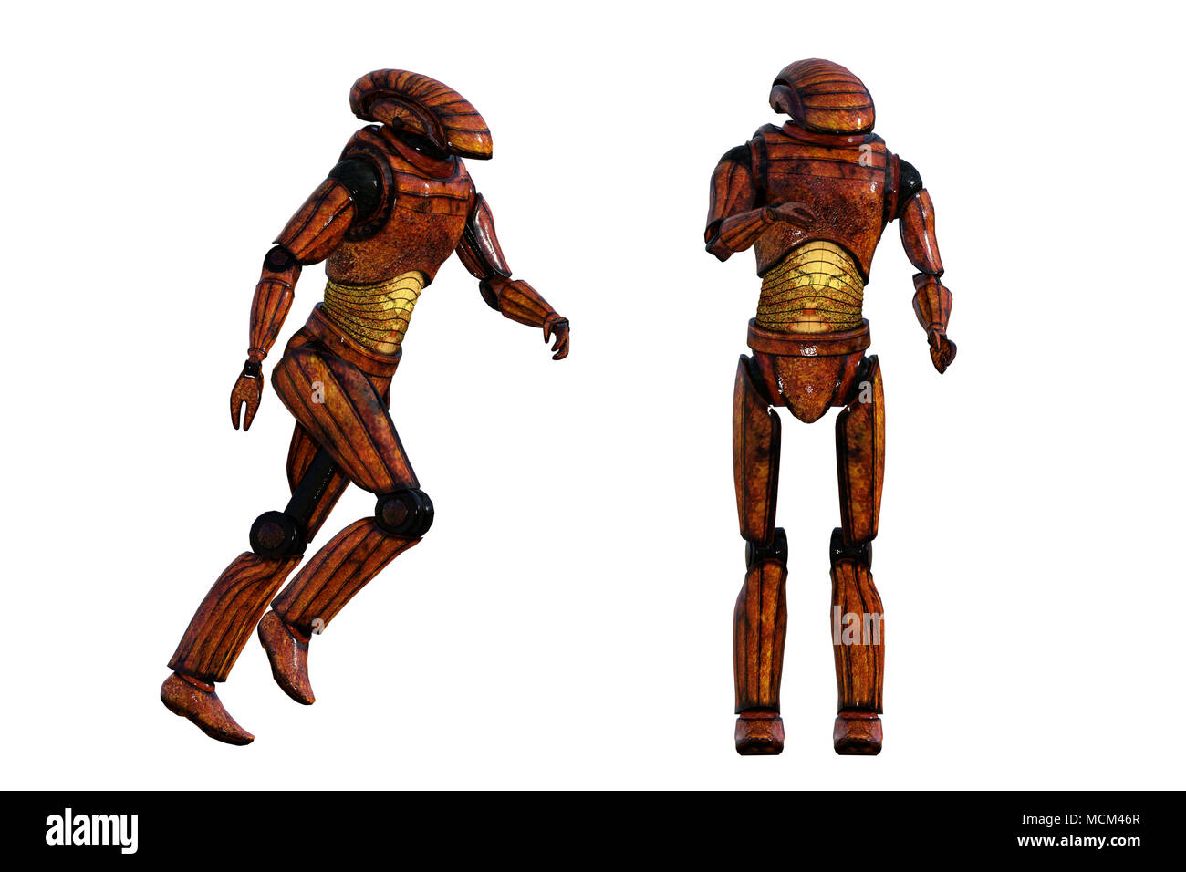 Red Rusty Old Robot Android isolated on white, 3d render Stock Photo ...