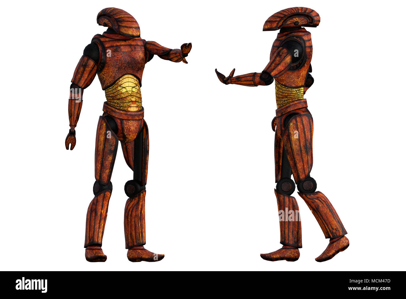 Red Rusty Old Robot Android isolated on white, 3d render Stock Photo ...