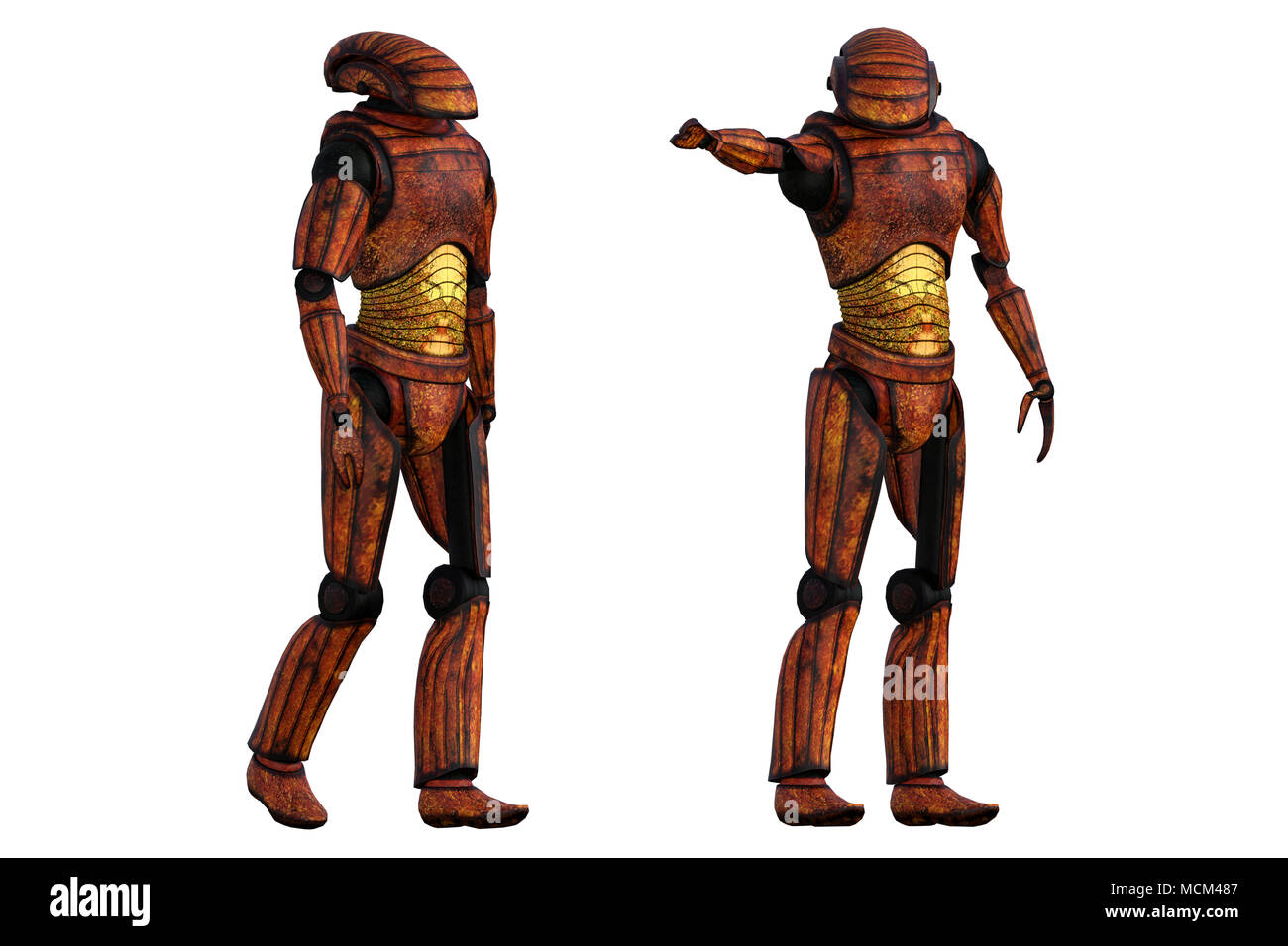 Red Rusty Old Robot Android isolated on white, 3d render Stock Photo ...