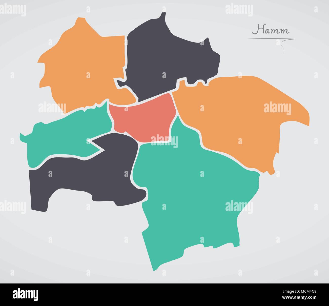 Hamm Map with boroughs and modern round shapes Stock Vector Image & Art ...