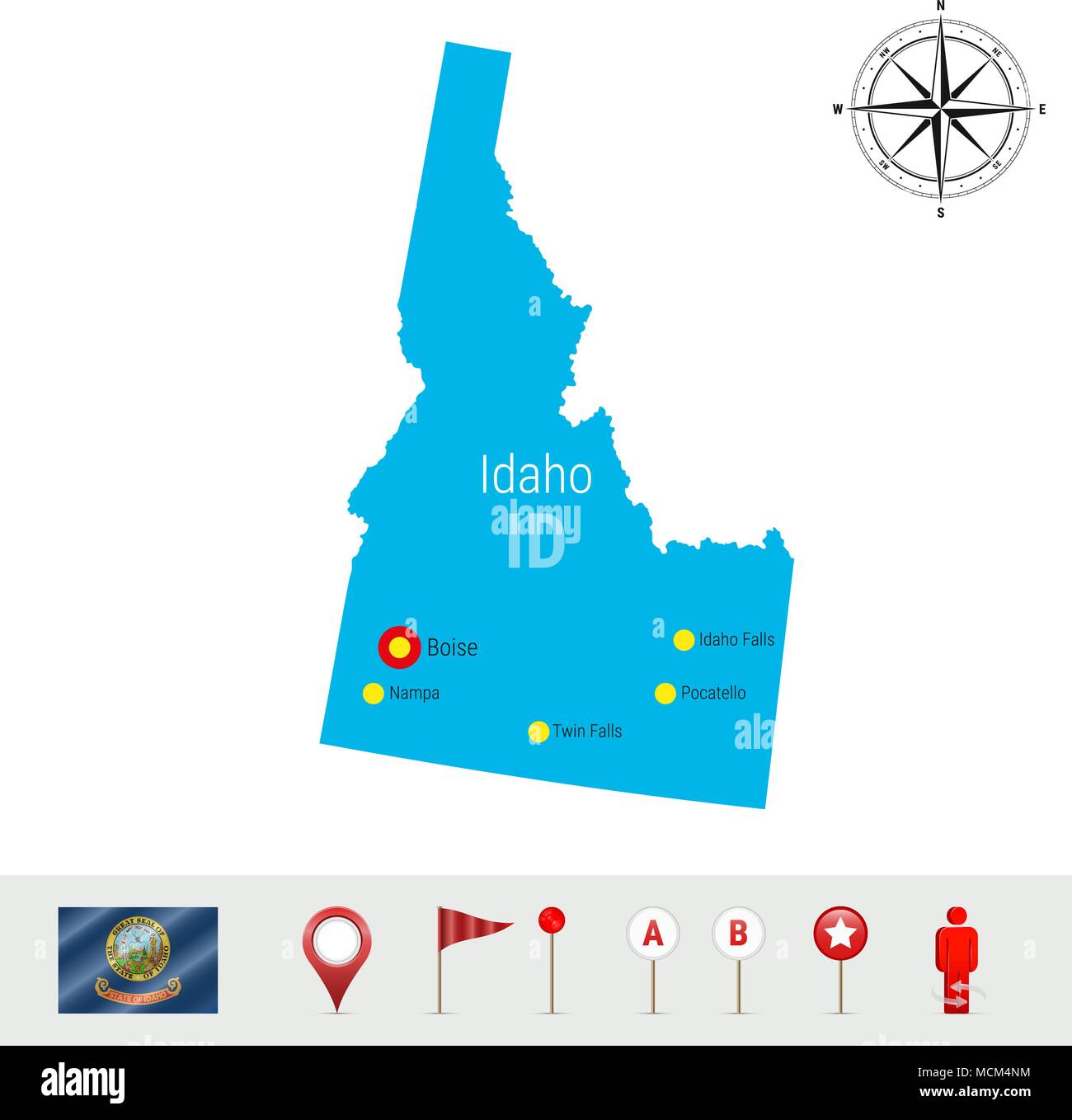 Idaho Vector Map Isolated on White Background. High Detailed Silhouette ...
