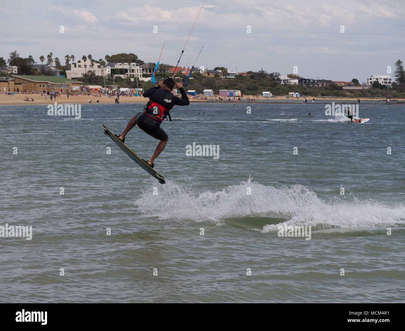 Kiteboarders and kitesurfers on Port Phillip Bay Australia speeding ...