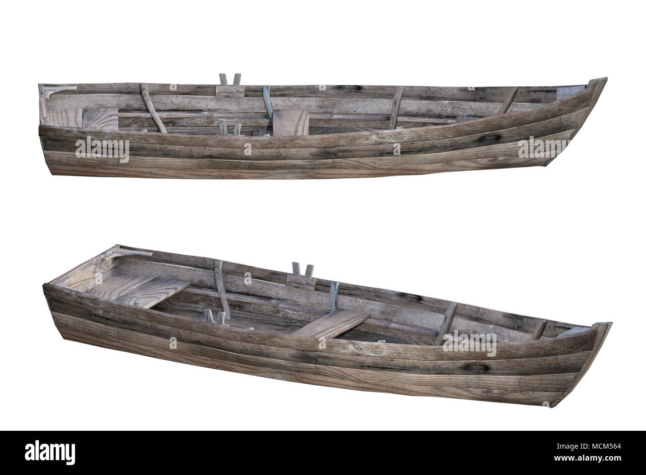 wooden row boat isolated on white, 3d render Stock Photo - Alamy