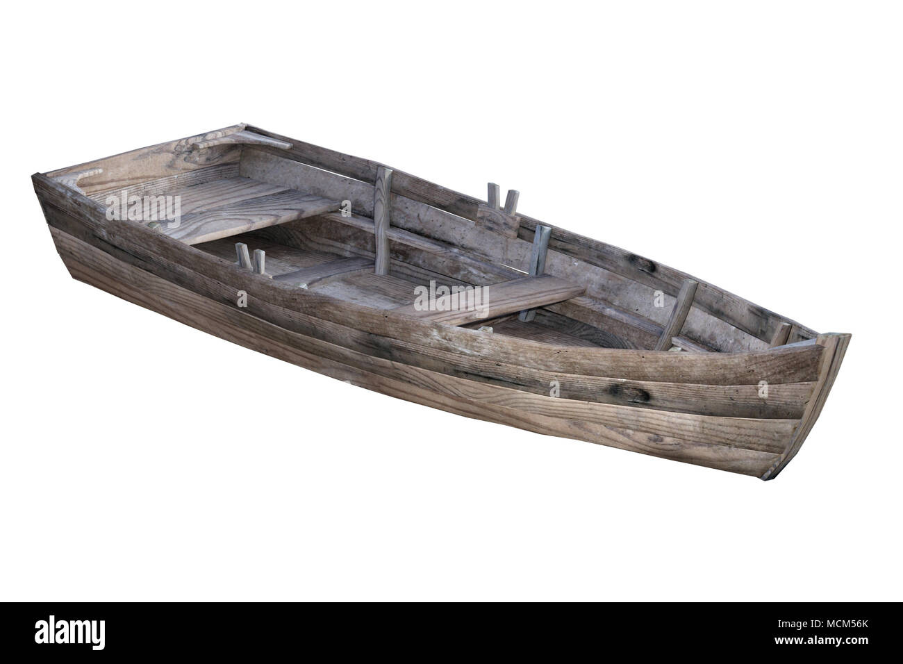 wooden row boat isolated on white, 3d render Stock Photo - Alamy