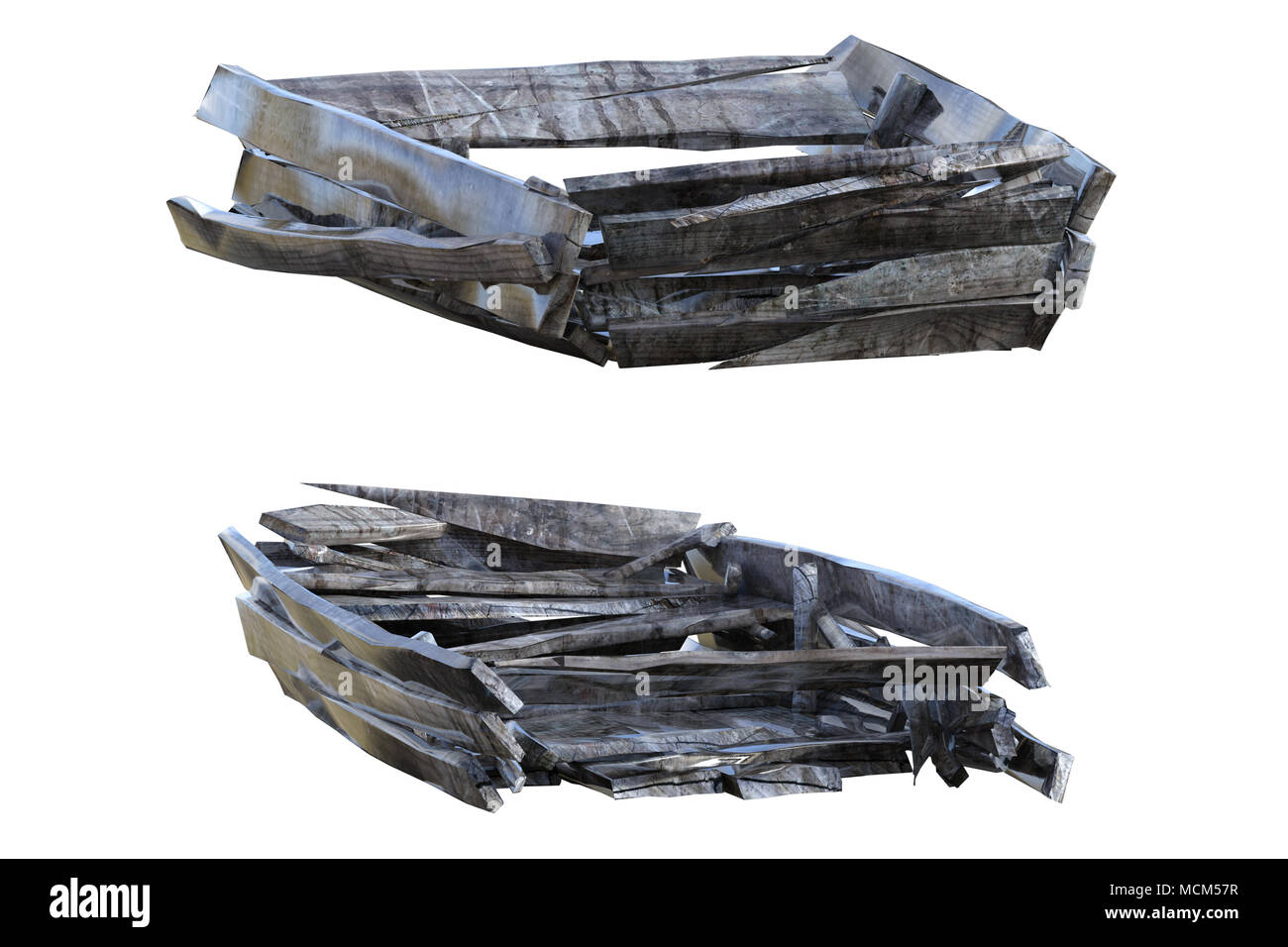 Broken weathered boat isolated on white, 3d render Stock Photo - Alamy