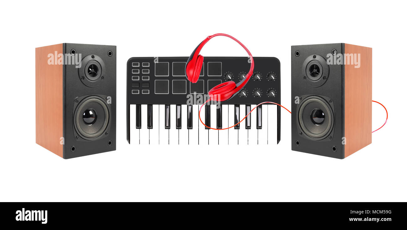 Music and sound - Two line array loudspeaker enclosure cabinet, MIDI ...