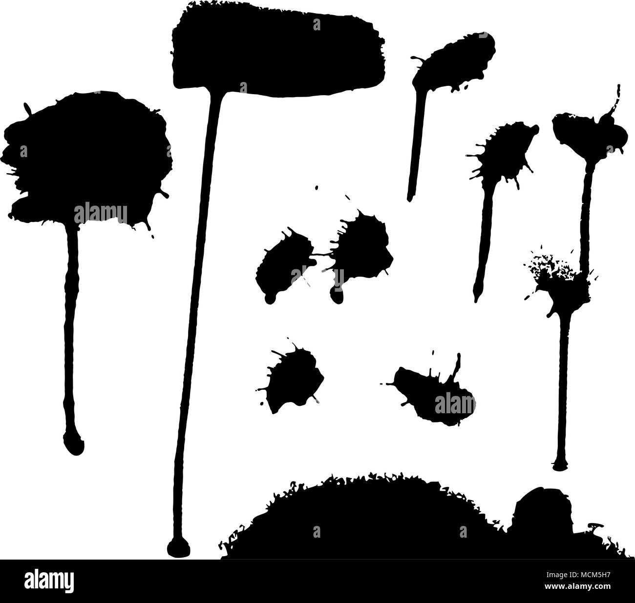 collection of splatter brushes isolated on white, design element Stock ...