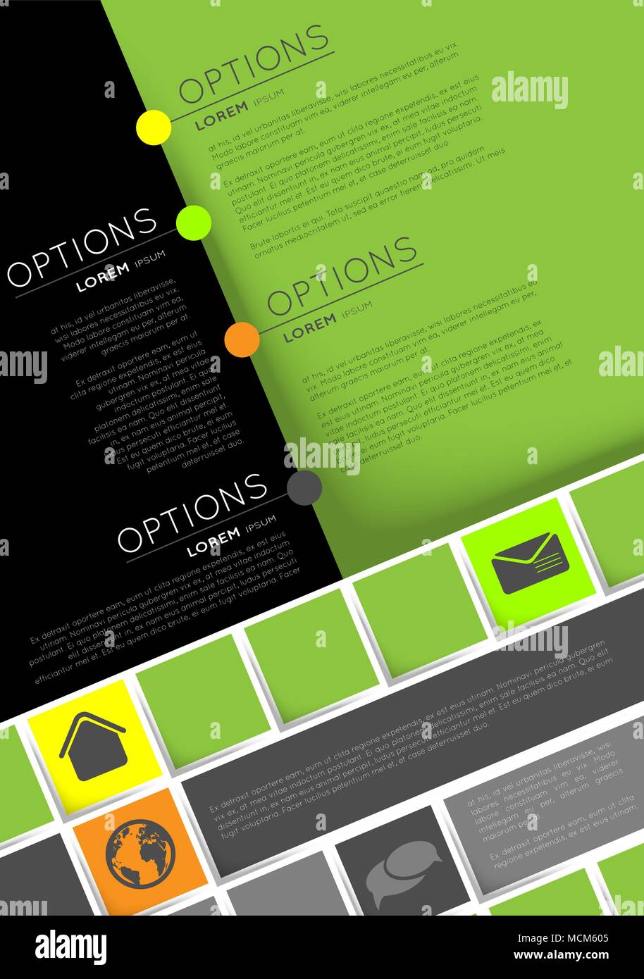 infographic template, flyer design with icons and squares Stock Vector ...