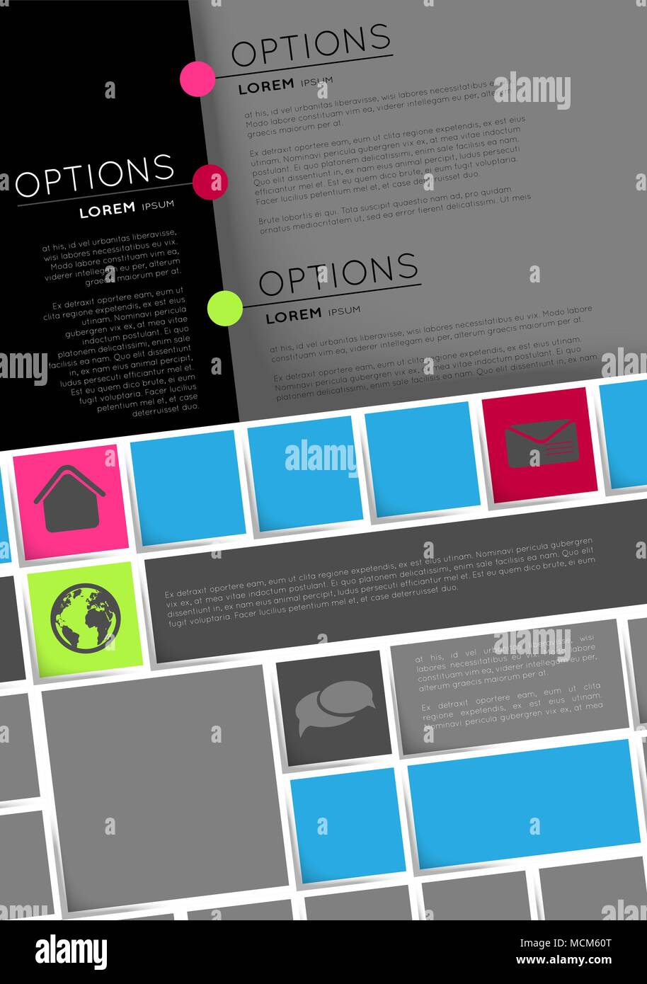 infographic template, flyer design with icons and squares Stock Vector ...