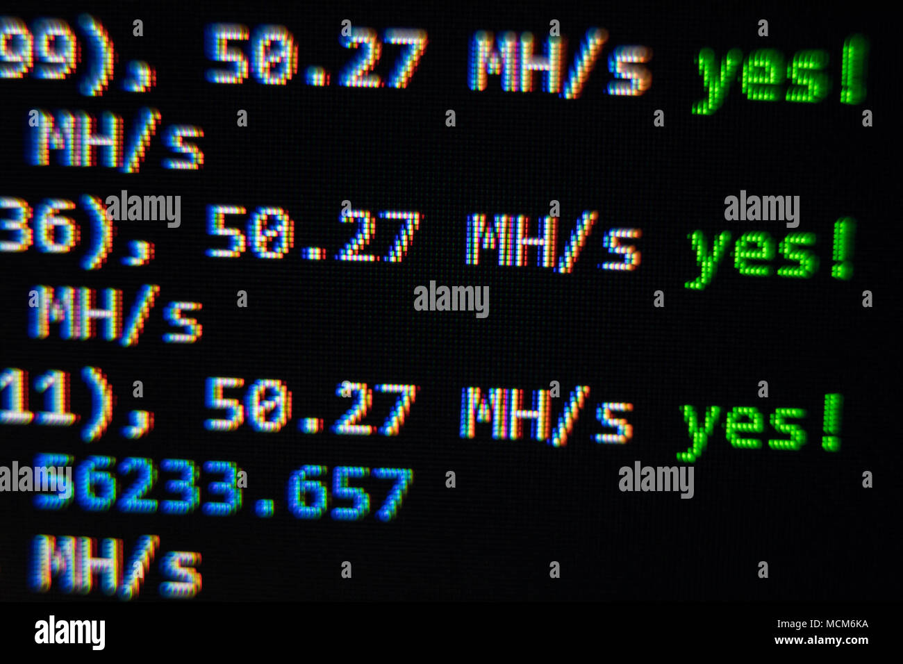 Close-up image of the computer s screen showing the blur of the ...