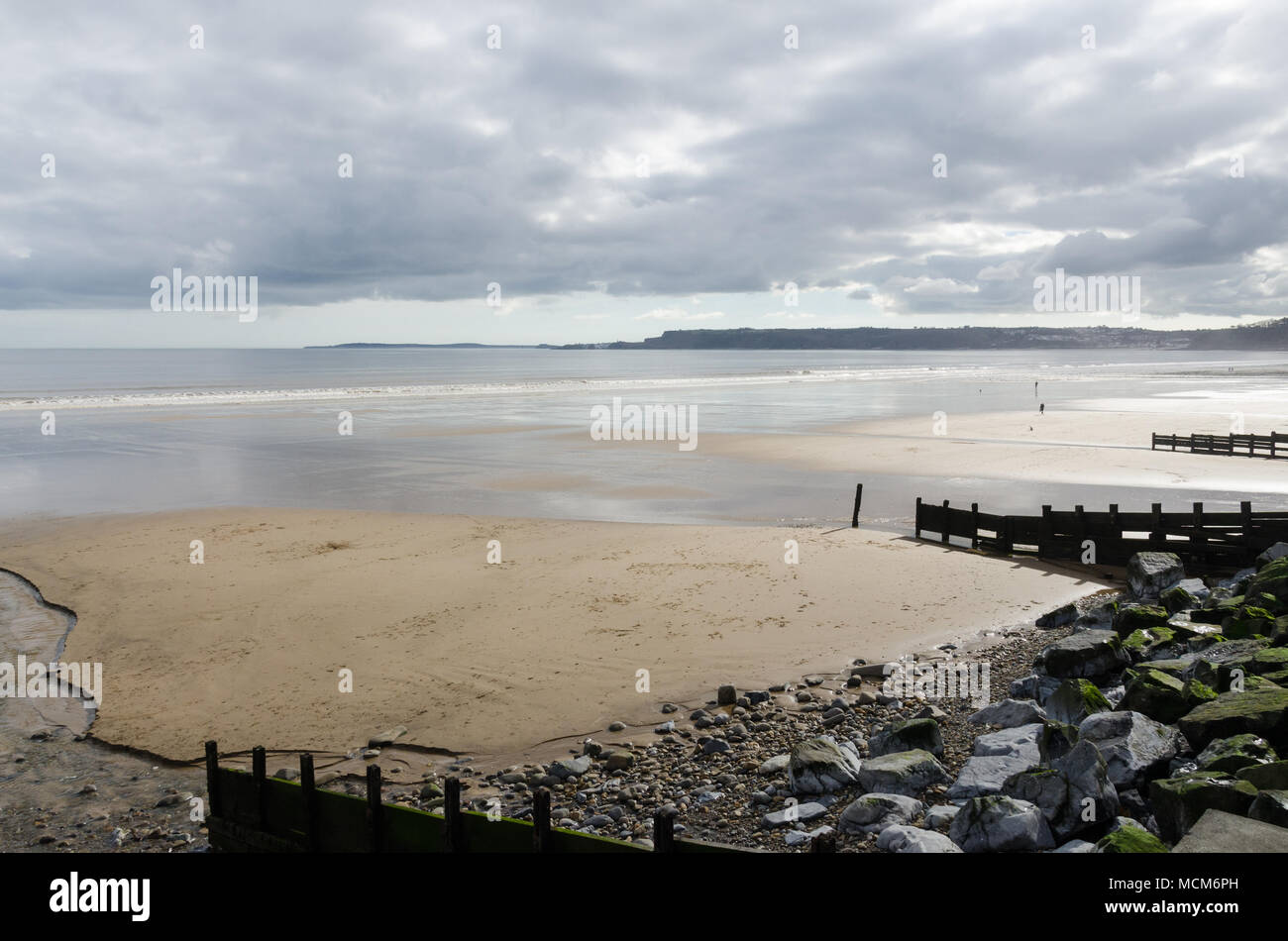 Long sandy beach at Amroth near Saundersfoot at the start and end of ...