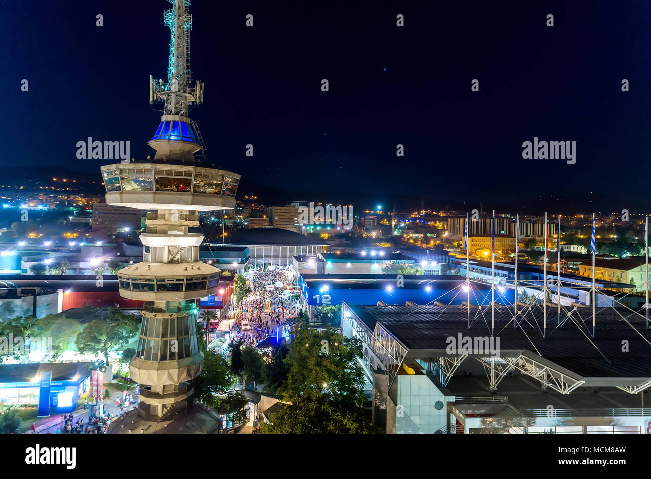 Thessaloniki, Greece – Sept 17, 2017: Aerial view of the tower of OTE ...