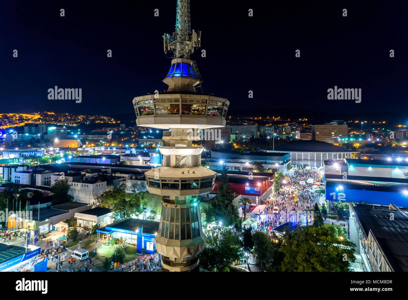 Thessaloniki, Greece – Sept 17, 2017: Aerial view of the tower of OTE ...