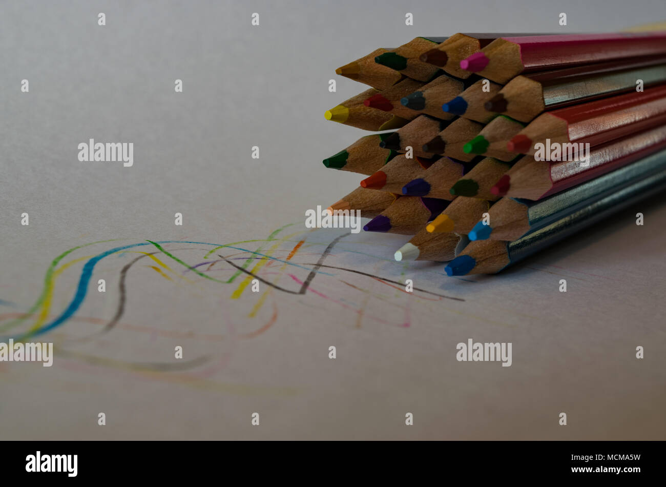 Pencils and crayons Stock Photo - Alamy