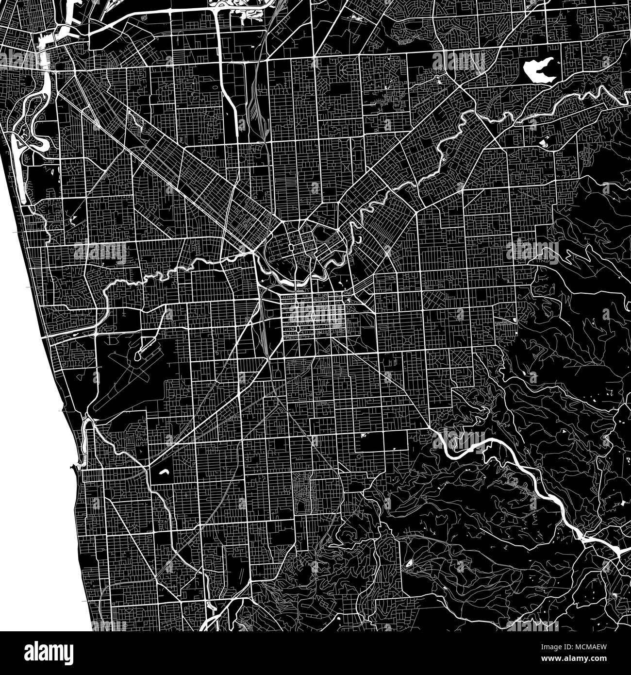 Area map of Adelaide, Australia. Dark background version for ...