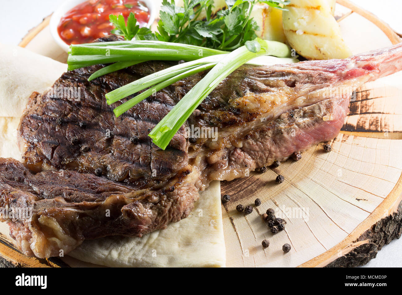 fresh meat steak with sauce Stock Photo - Alamy