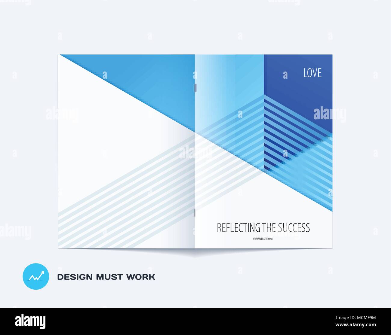 Abstract colourful blue brochure in material design paper cut style ...