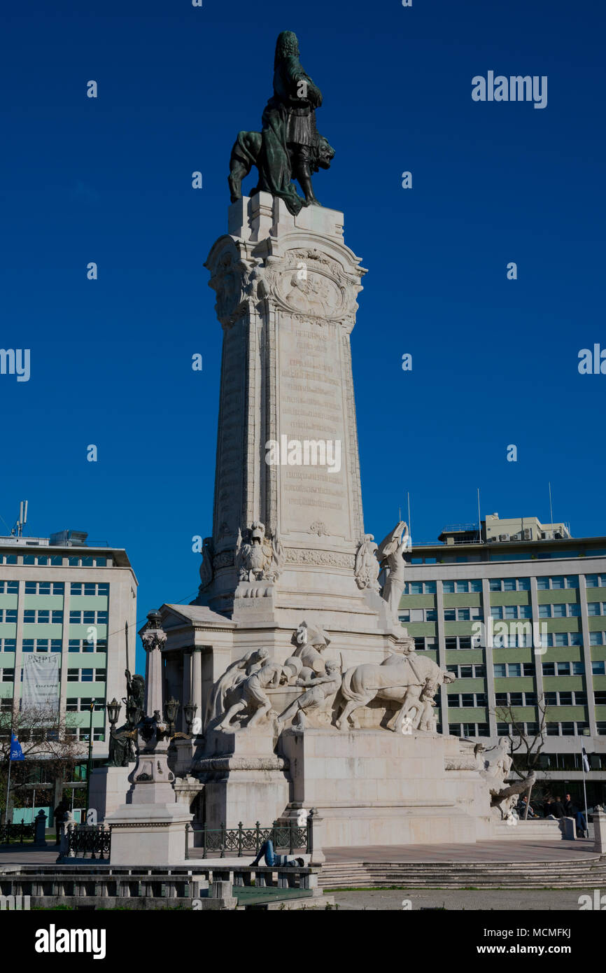 Lisbon. Portugal. January 28, 2018. The Marquess of Pombal Square ...