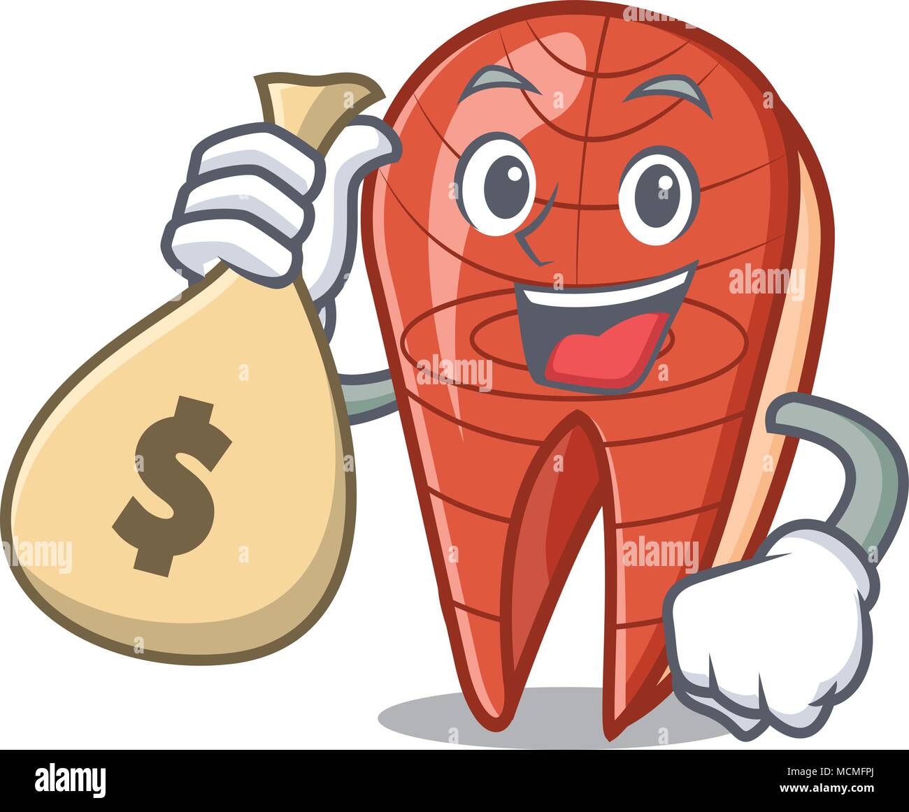 With money bag fish slice character cartoon vector illustration Stock ...
