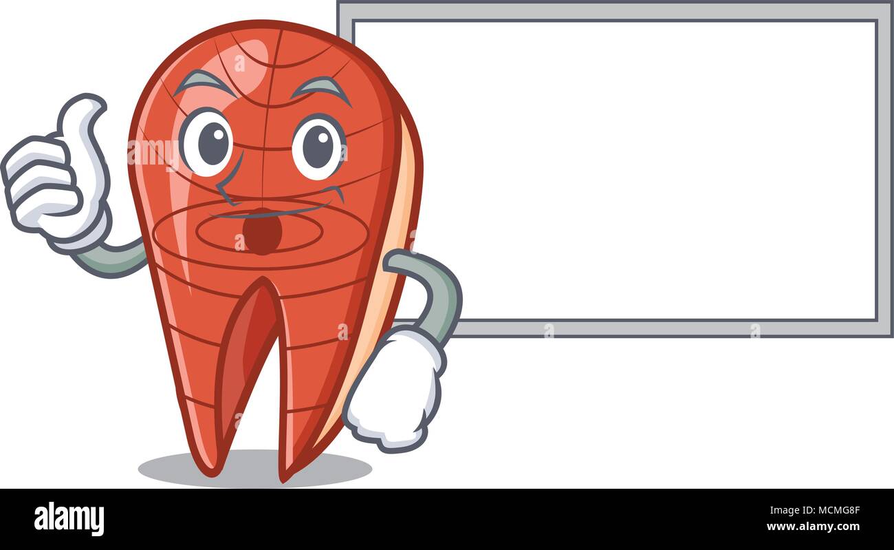 Thumbs up with board fish slice character cartoon vector illustration ...
