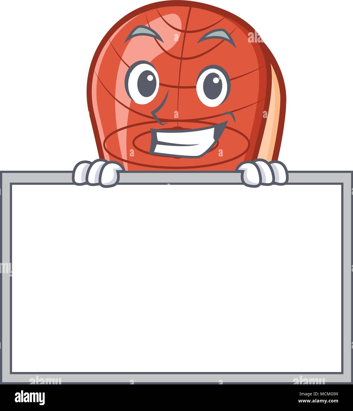 Grinning with board fish slice character cartoon vector illustration ...