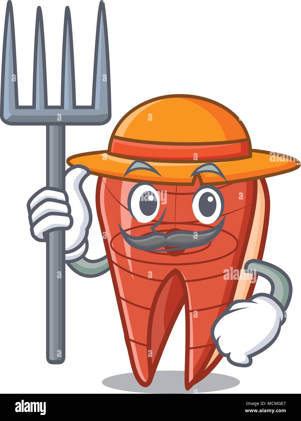 Farmer fish slice character cartoon vector illustration Stock Vector ...