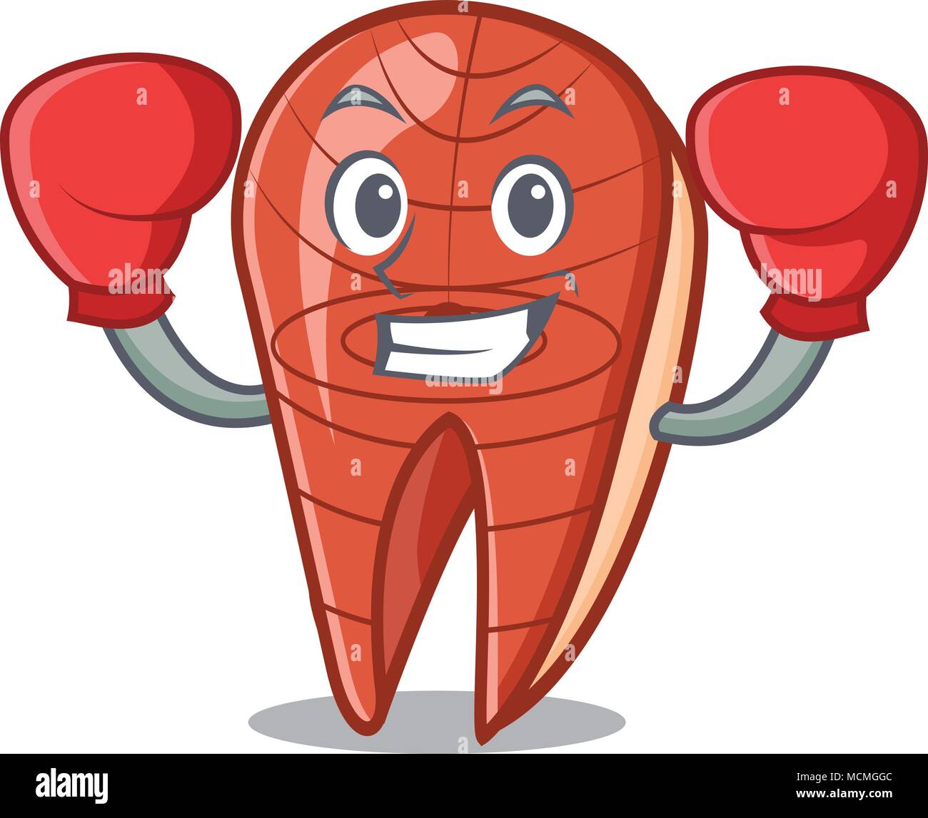 Boxing fish slice character cartoon vector illustration Stock Vector ...