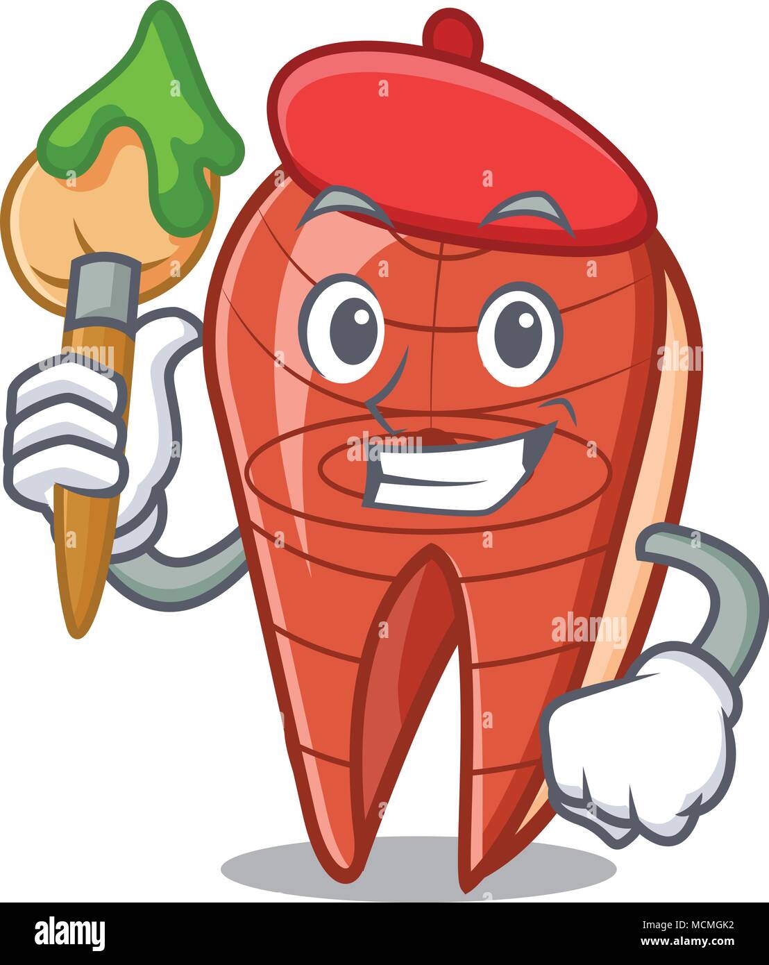 Artist fish slice character cartoon vector illustration Stock Vector ...