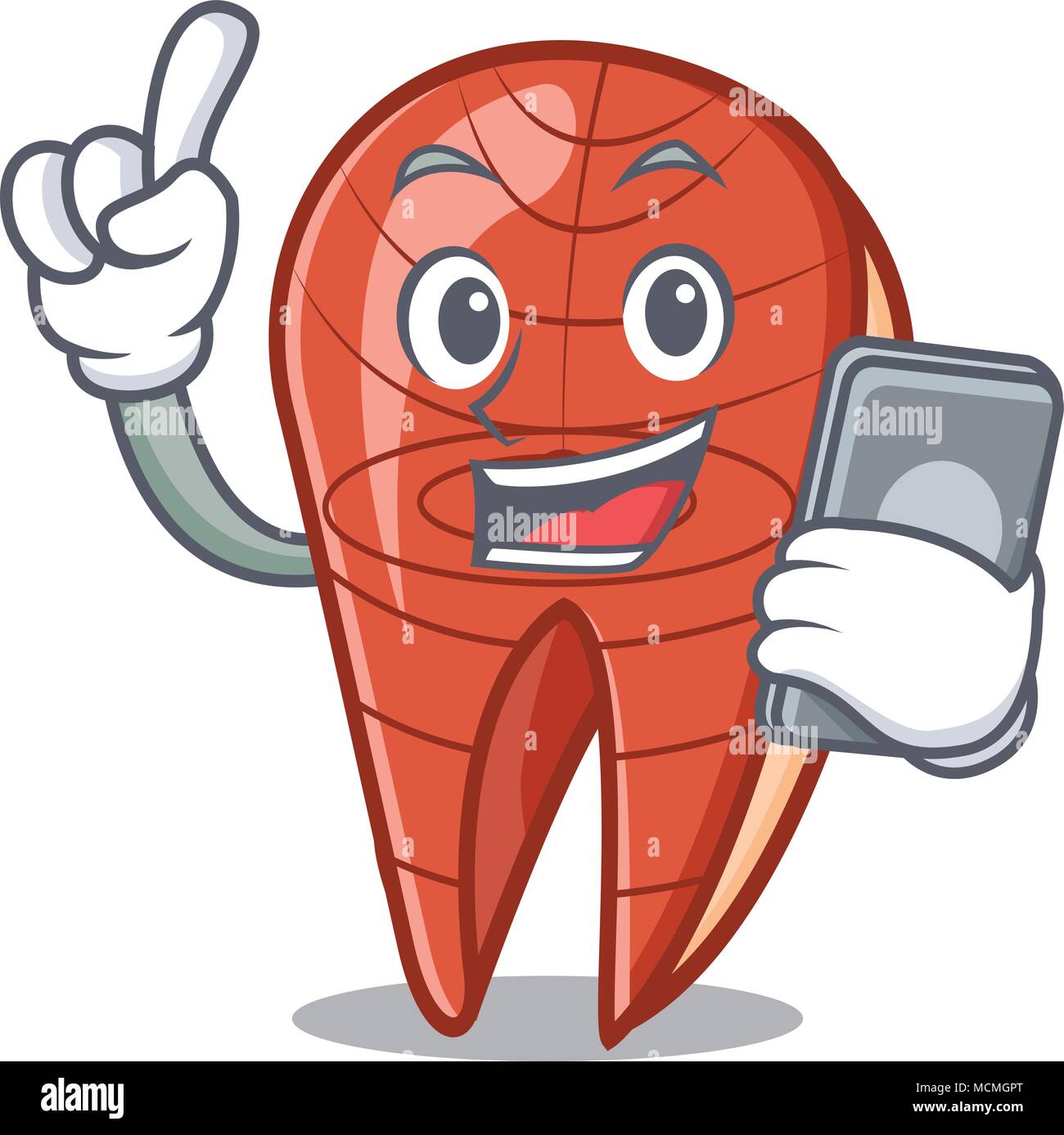 With phone fish slice character cartoon vector illustration Stock ...