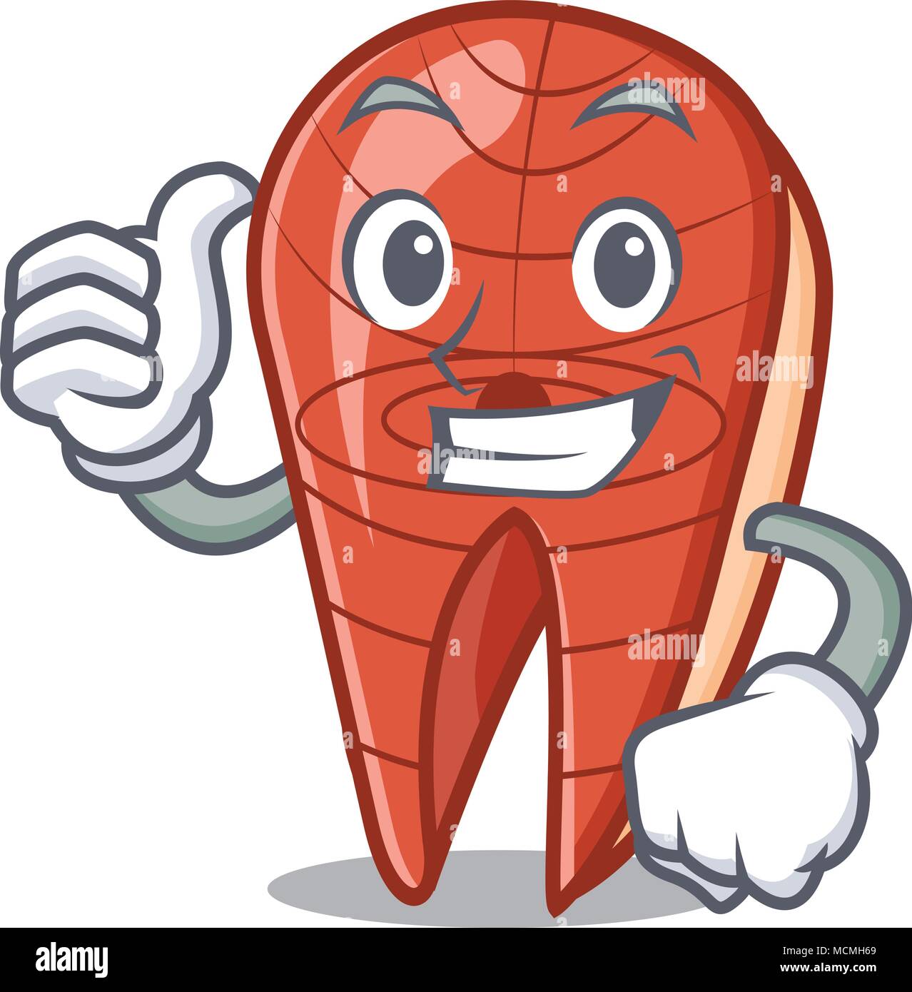 Thumbs up fish slice character cartoon vector illustration Stock Vector ...