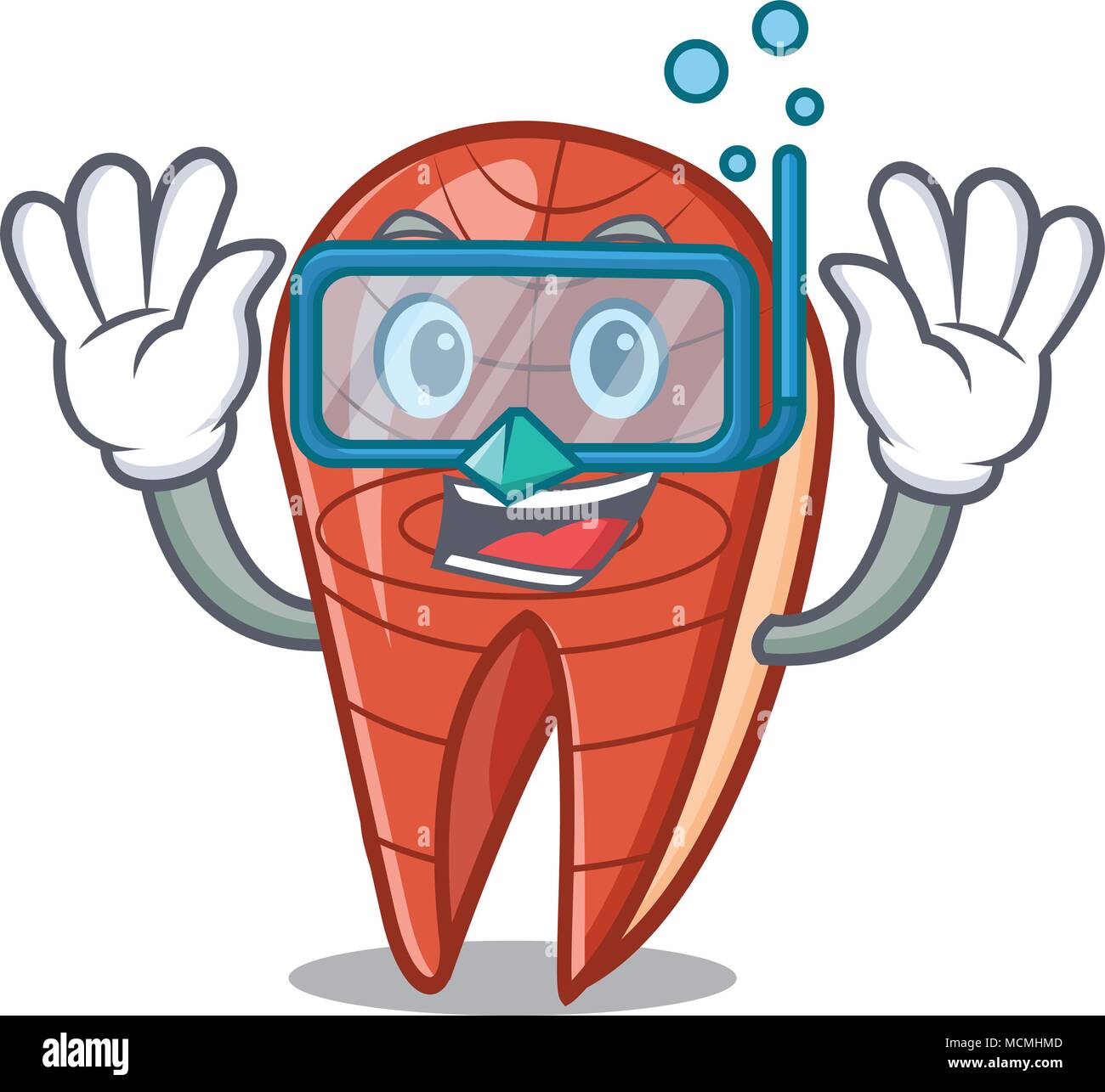 Diving fish slice character cartoon vector illustration Stock Vector ...