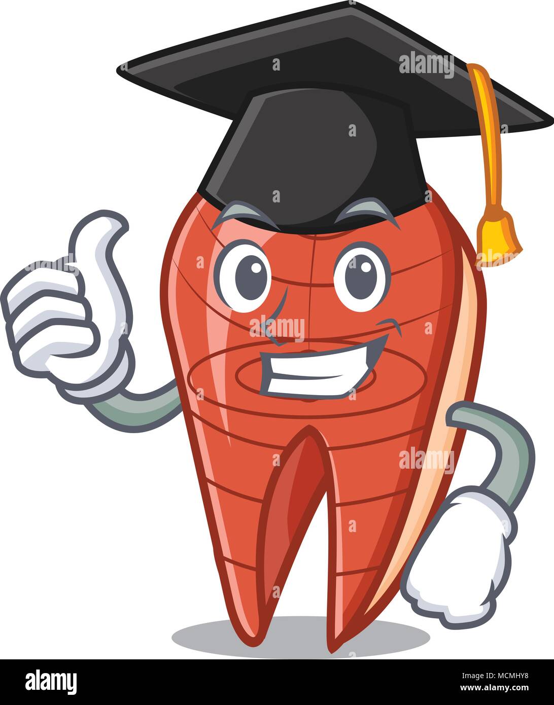 Graduation fish slice character cartoon vector illustration Stock ...
