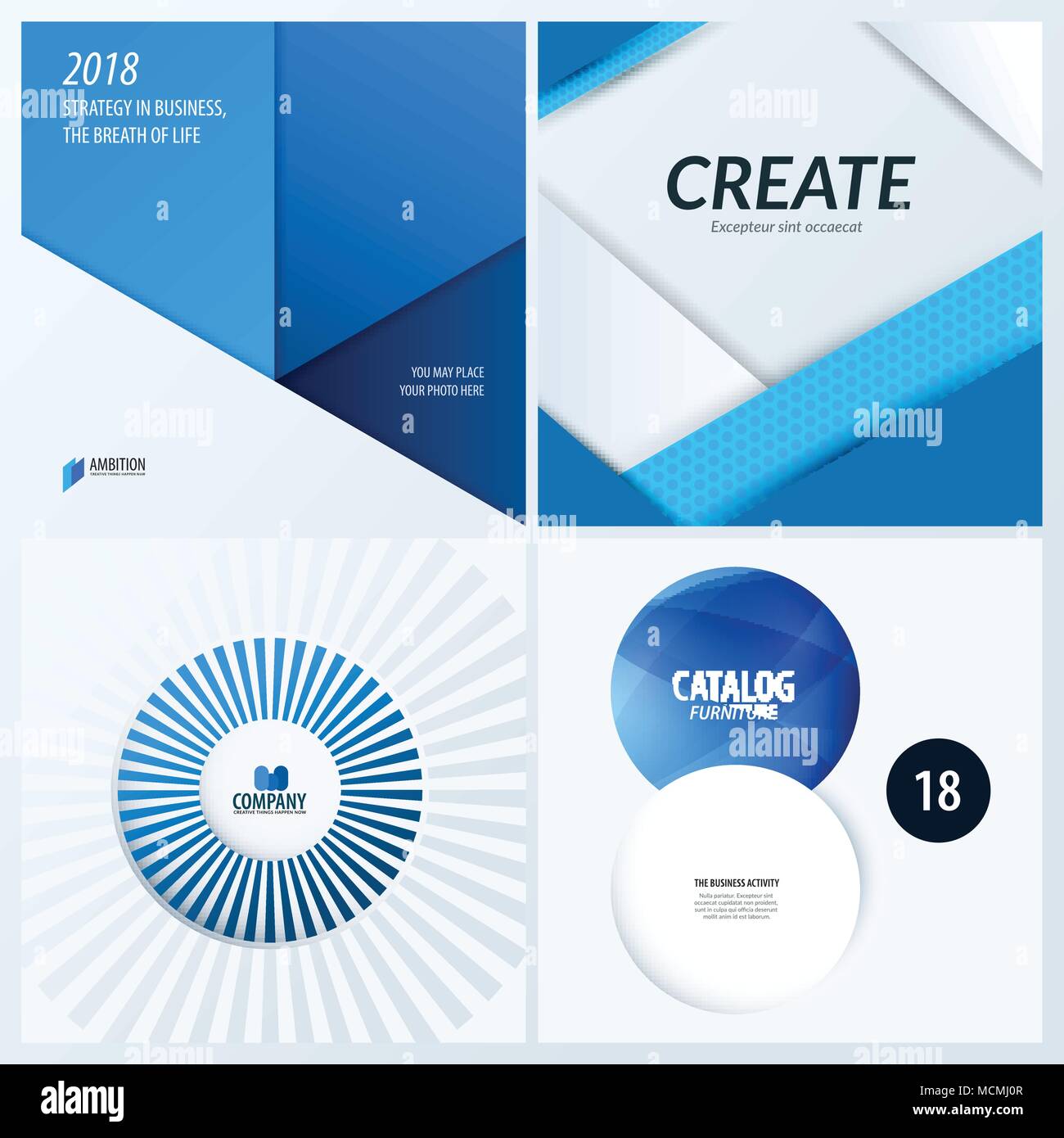 Material design of blue colourful abstract vector elements for graphic ...
