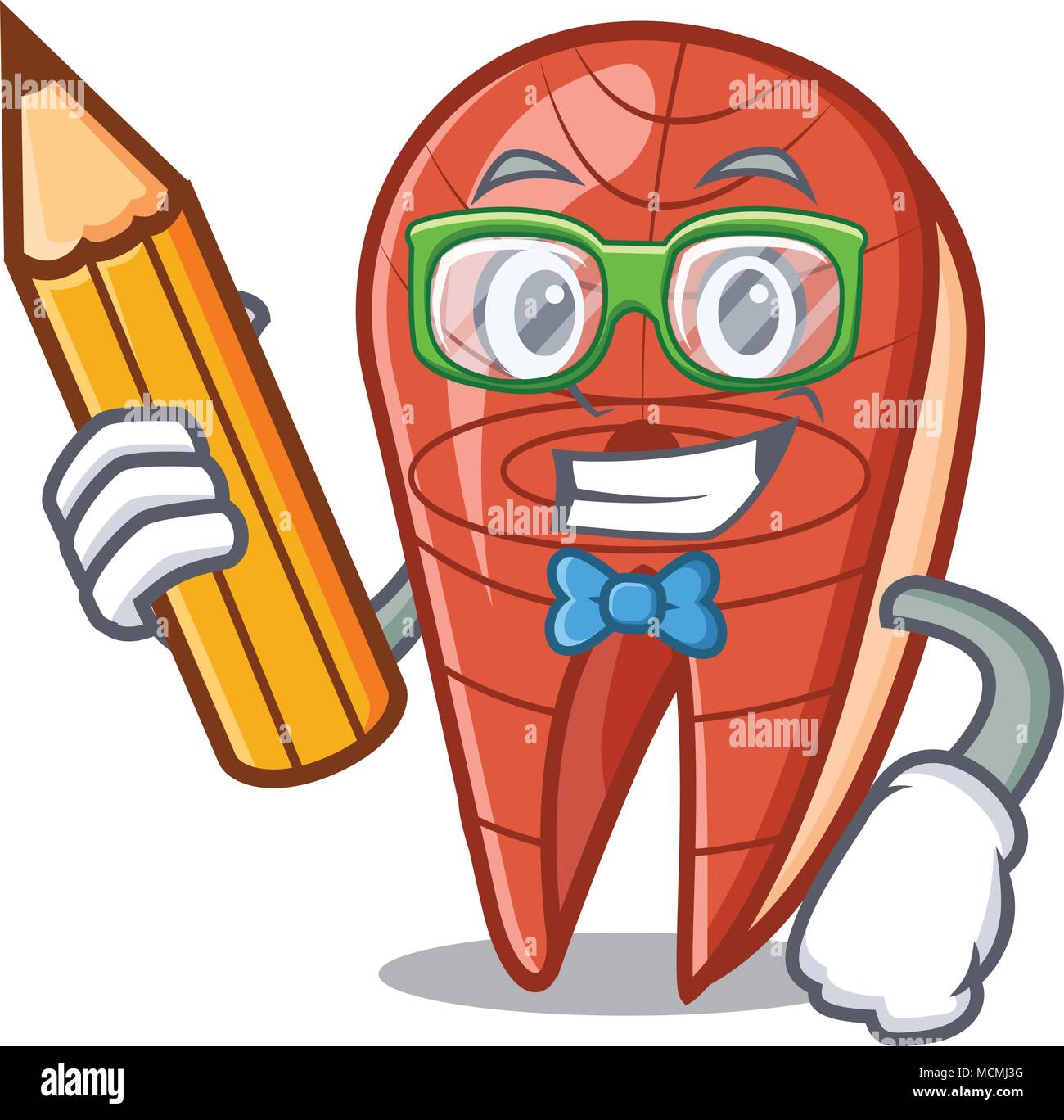 Student fish slice character cartoon vector illustration Stock Vector ...