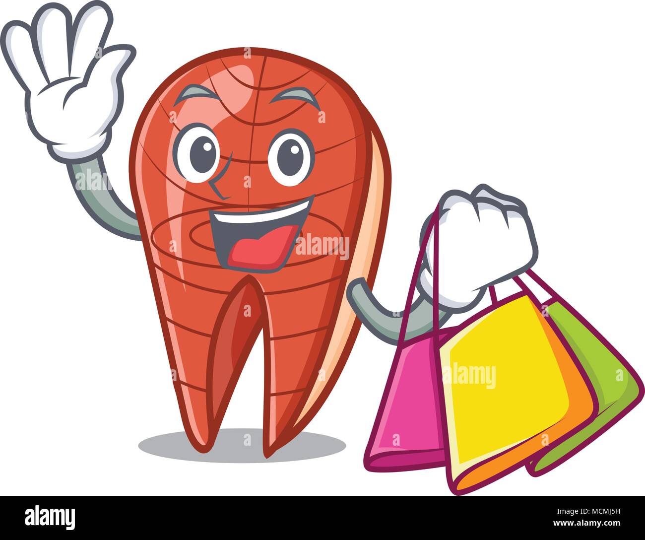 Shopping fish slice character cartoon vector illustration Stock Vector ...