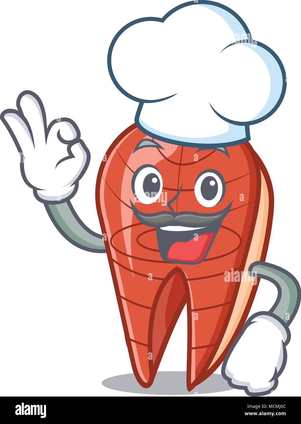 Chef fish slice character cartoon vector illustration Stock Vector ...