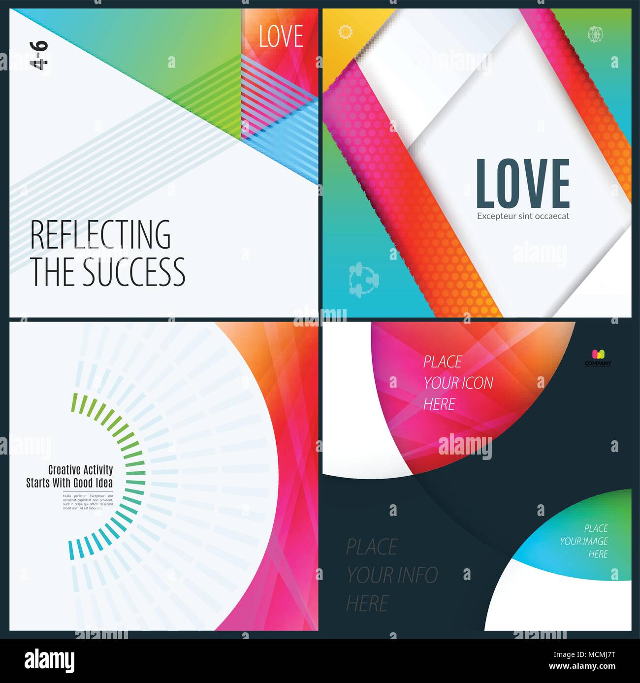 Material design of colourful abstract vector elements for graphic ...
