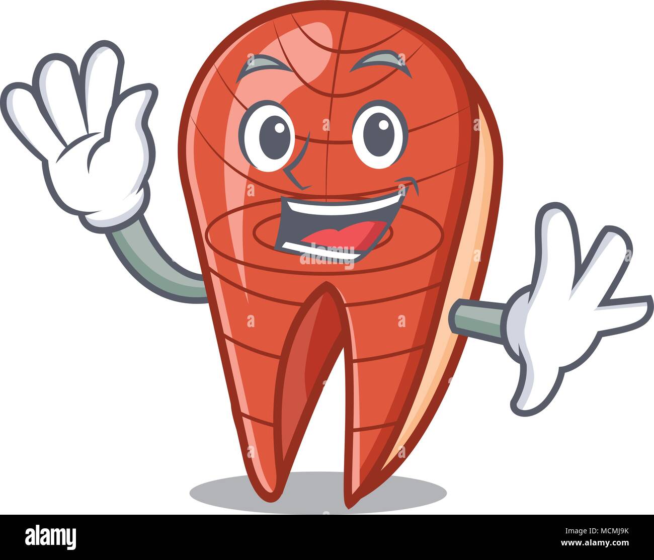 Waving fish slice character cartoon vector illustration Stock Vector ...