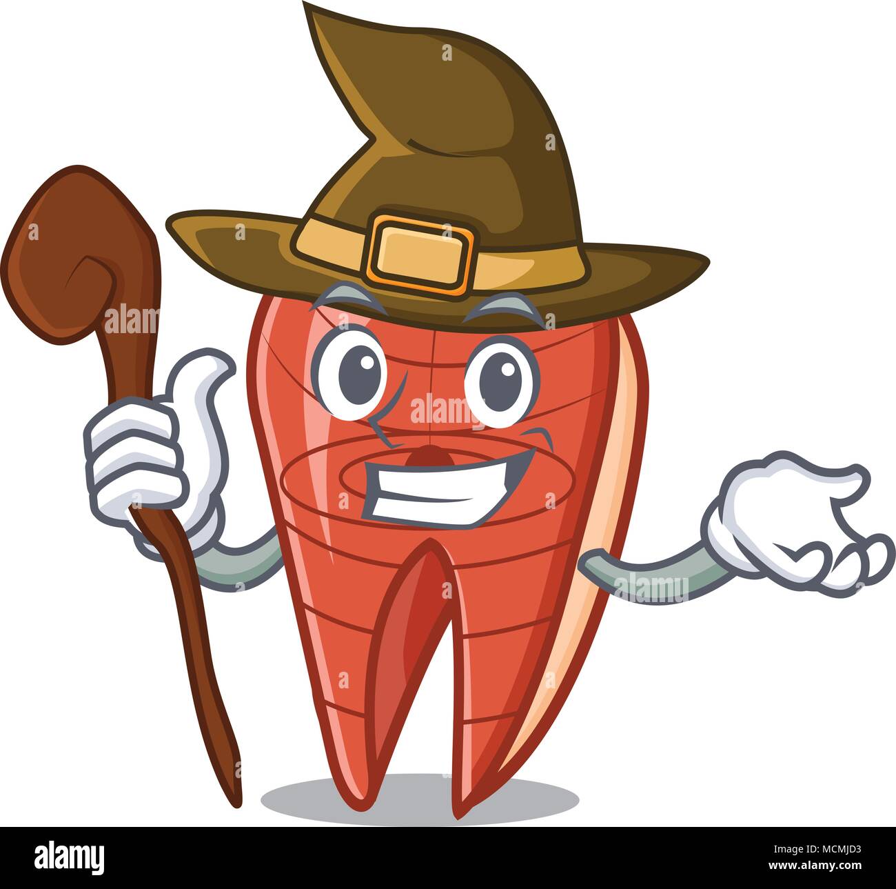 Witch fish slice mascot cartoon vector illustration Stock Vector Image ...