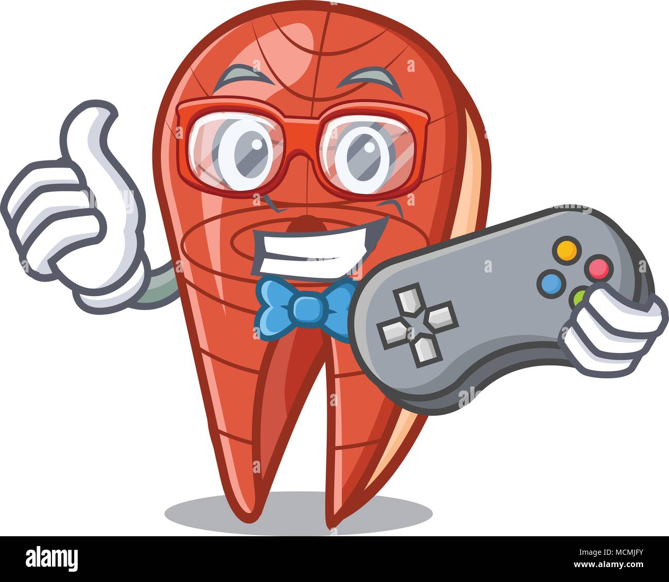 Gamer fish slice mascot cartoon vector illustration Stock Vector Image ...
