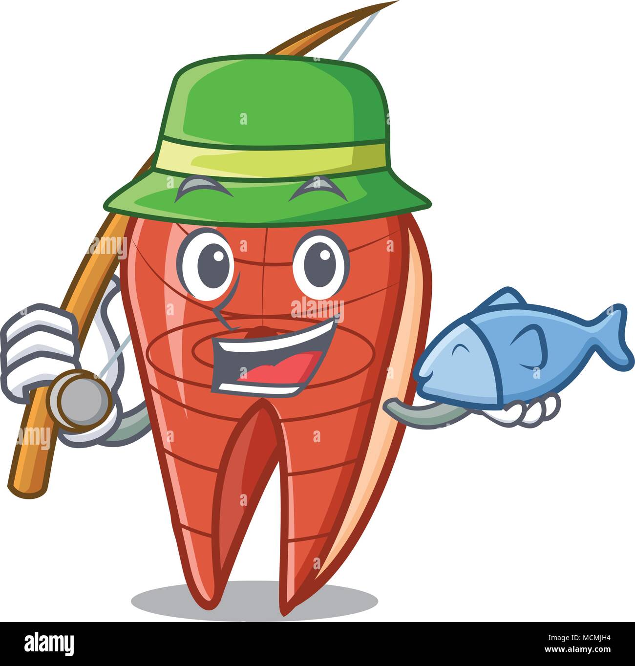 Fishing fish slice mascot cartoon vector illustration Stock Vector ...