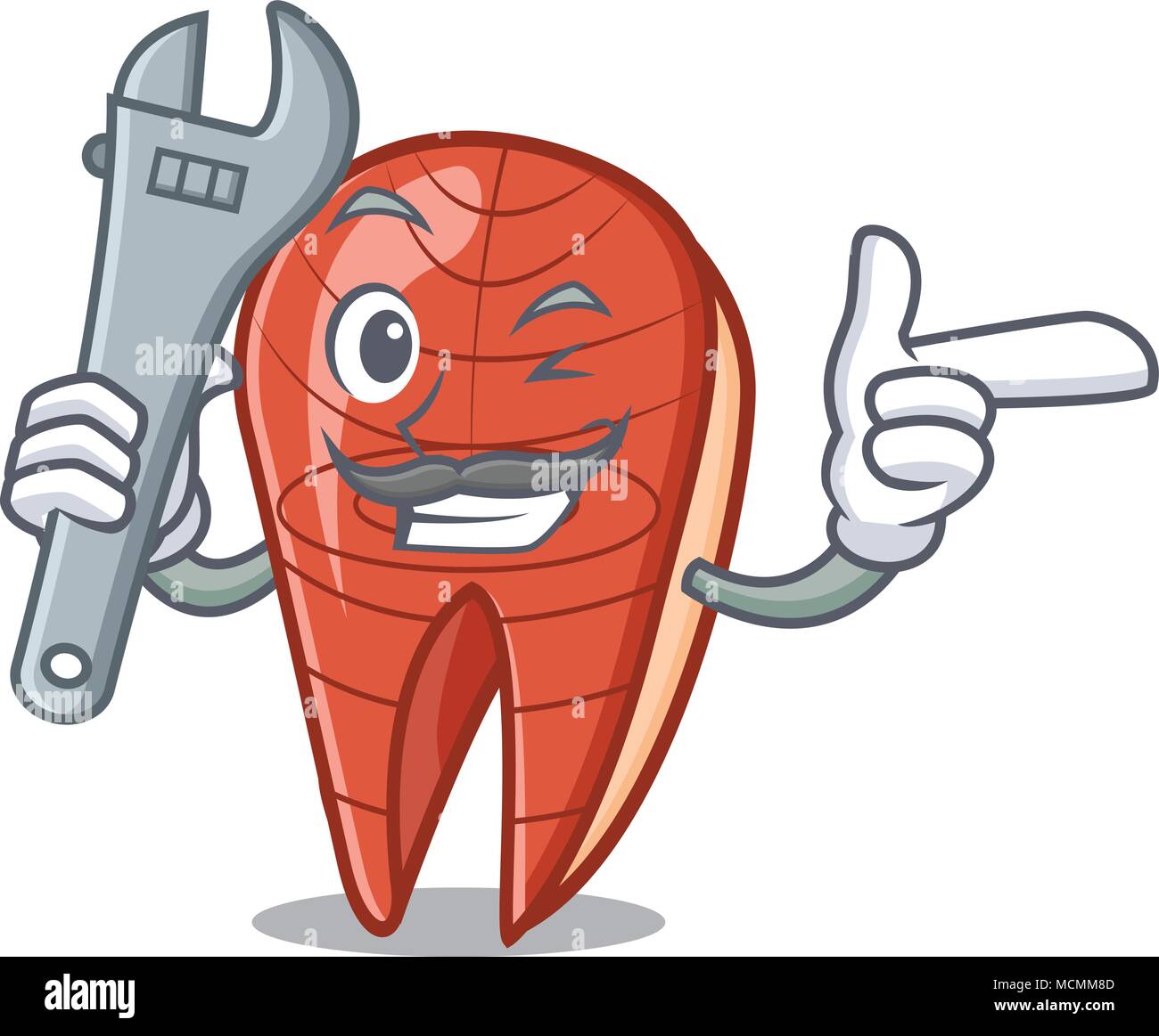 Mechanic fish slice mascot cartoon vector illustration Stock Vector ...