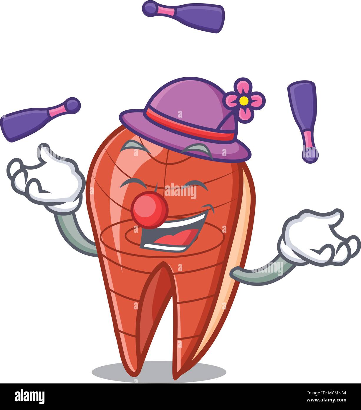 Juggling fish slice mascot cartoon vector illustration Stock Vector ...