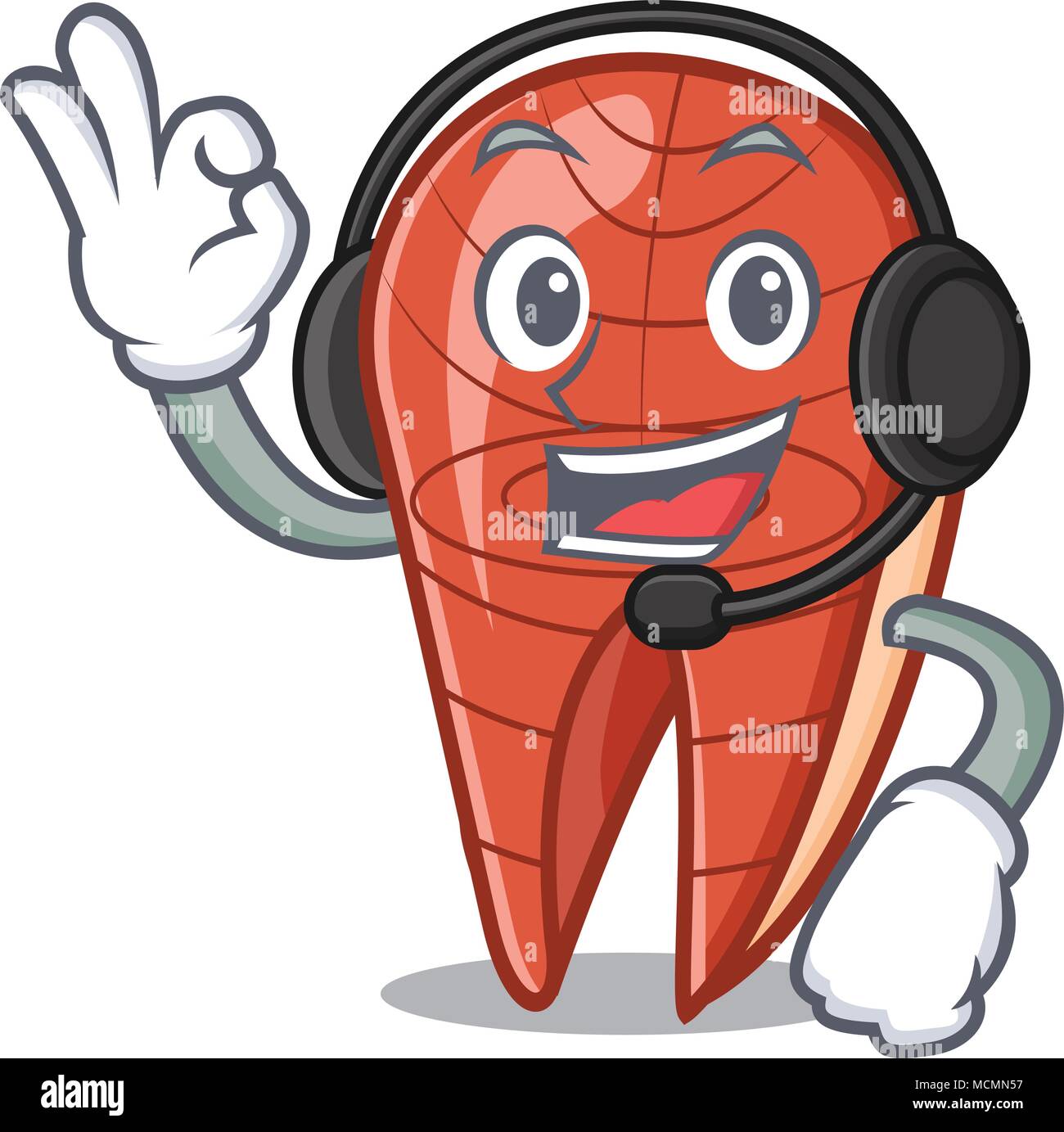 With headphone fish slice mascot cartoon vector illustration Stock ...
