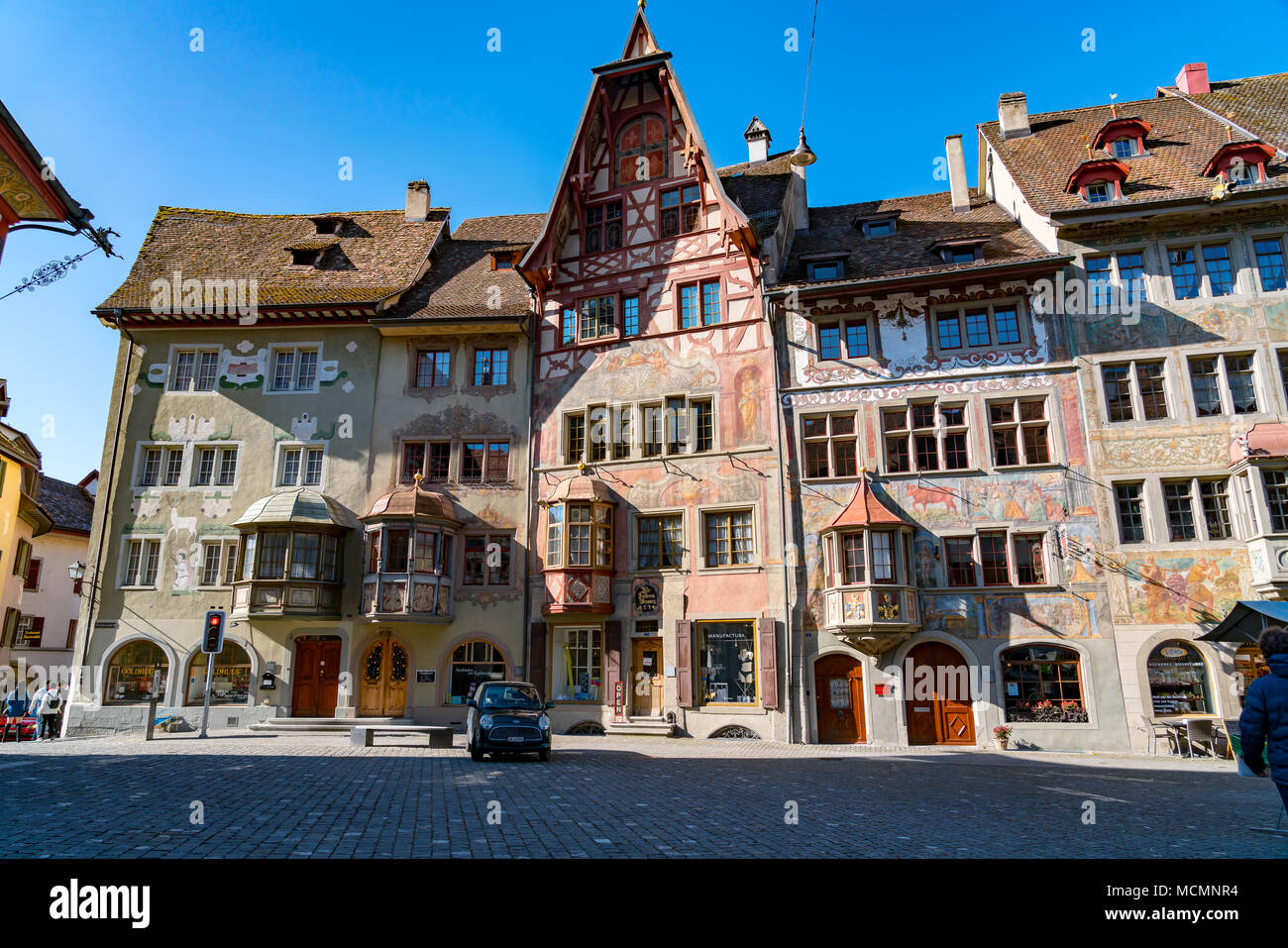 STEIN AM RHEIN, SWITZERLAND - MARCH 24, 2018 : Beautiful fresco on ...