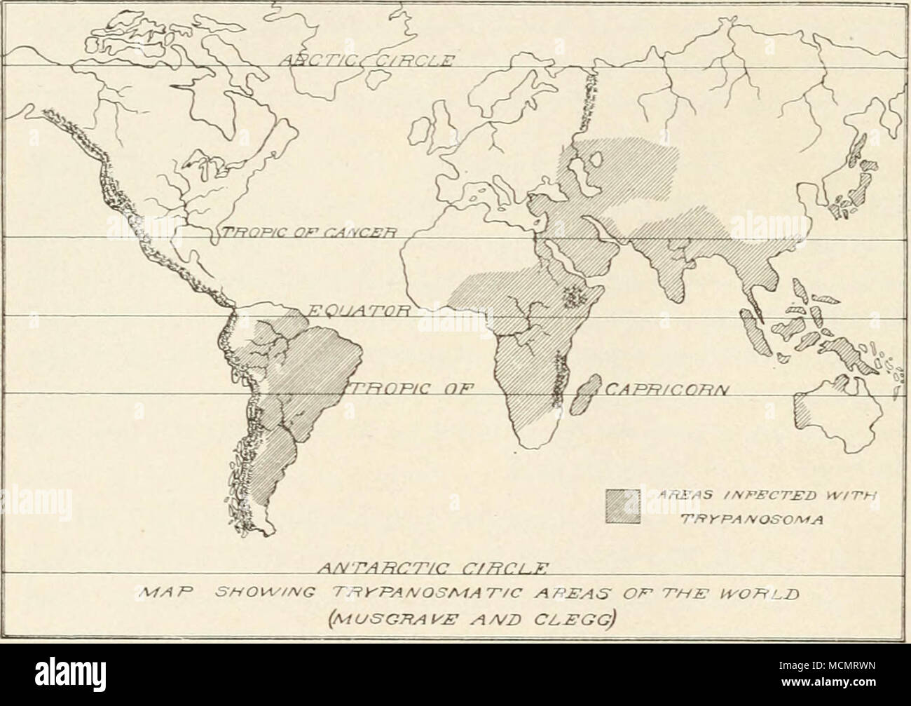 . Fig. 106. A map shozcing the geographical distribution of Trypanosoma ...