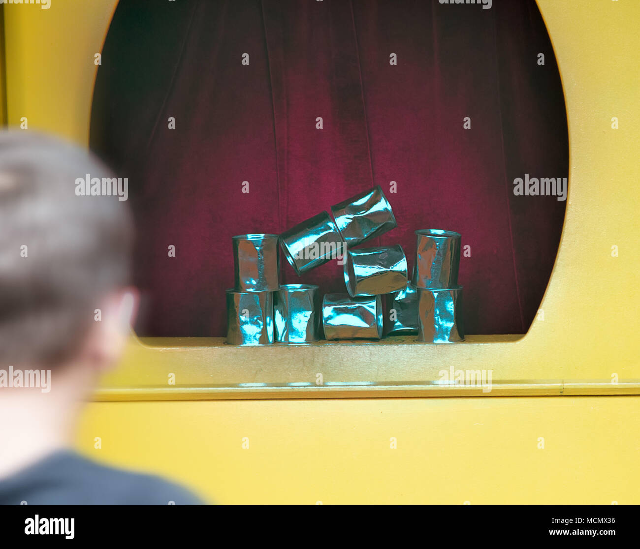 Pyramid of cans down rag ball, pitch, as wood when playing in skittles ...